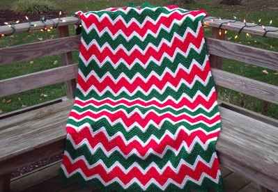 Handmade Christmas Crochet Ripple Afghan on Luulla